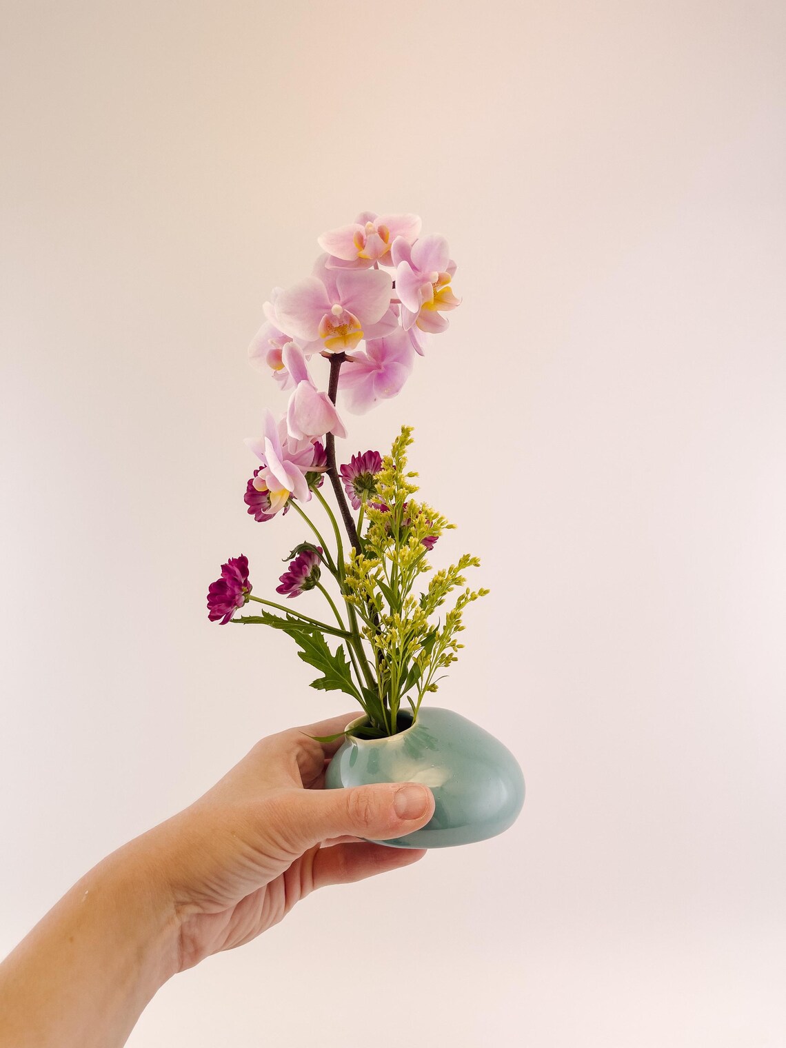 Ceramic Vase, Handmade Turquoise Flower Vase With Built-in Frog Pin ...