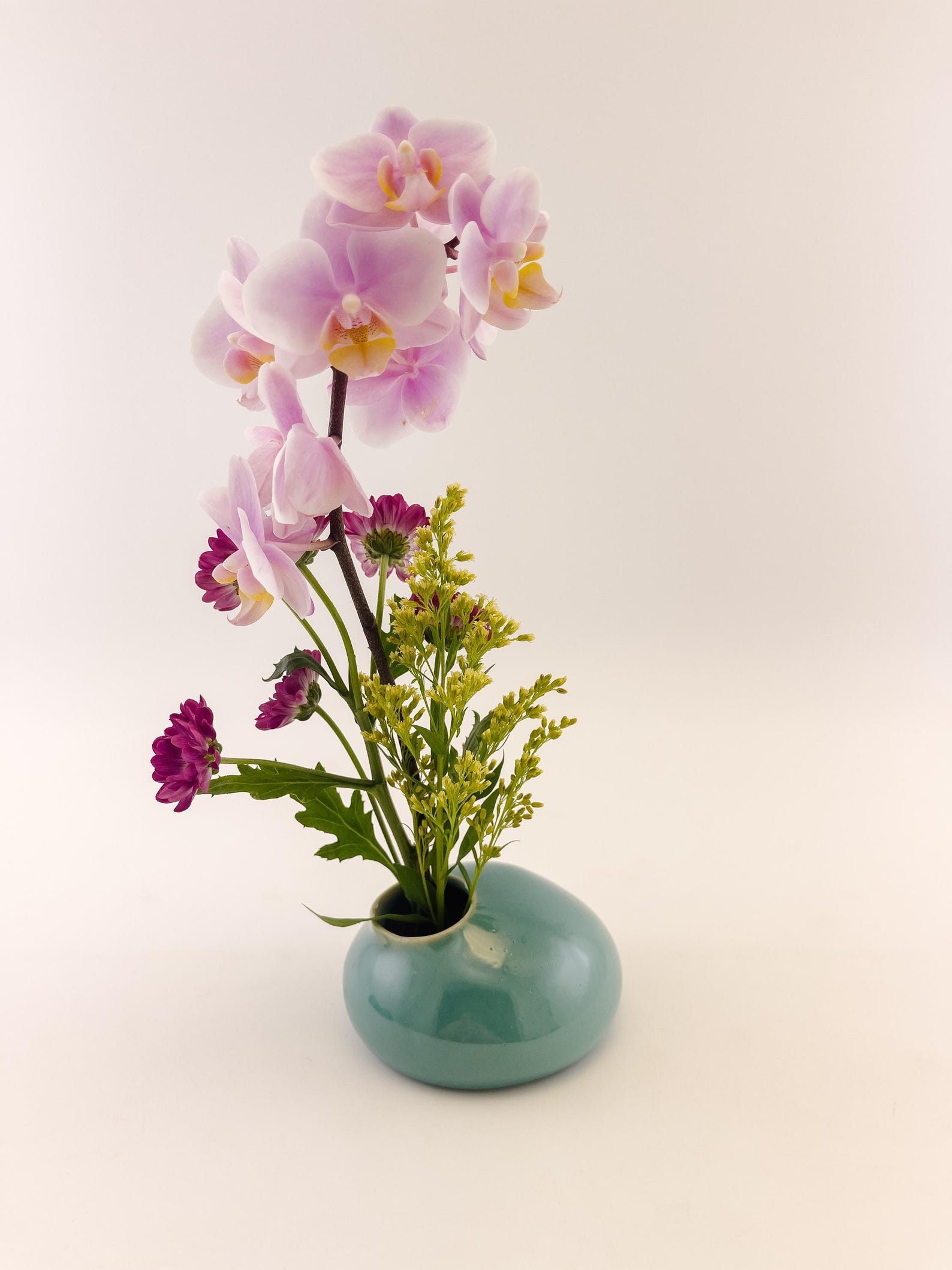 Ceramic Vase, Handmade Turquoise Flower Vase With Built-in Frog Pin ...