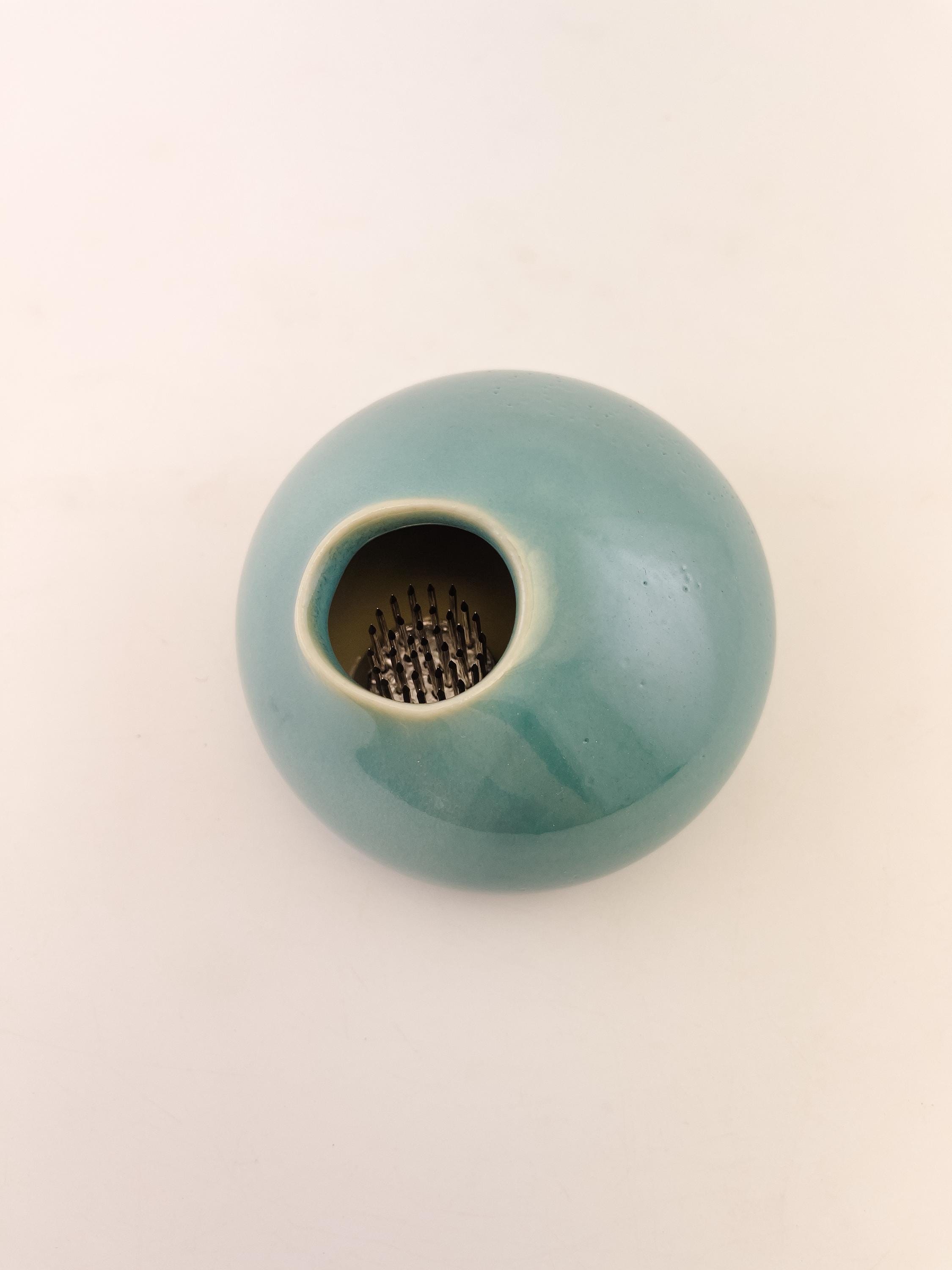 Ceramic Vase, Handmade Turquoise Flower Vase With Built-in Frog Pin ...