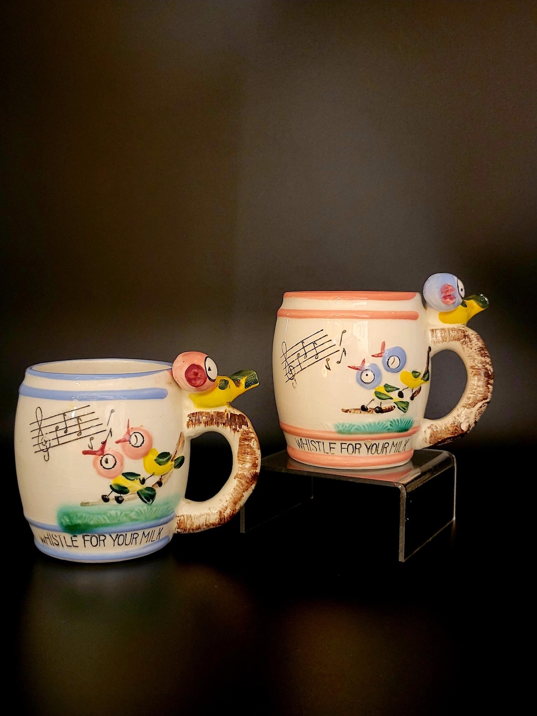 1950's Japan Ross Products "whistle" Mugs, Set of 2 - Etsy
