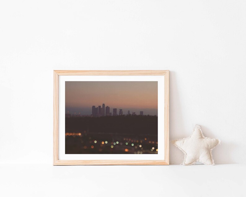 Los Angeles Skyline Wall Art, Downtown LA Photo, DTLA Print, Night ...