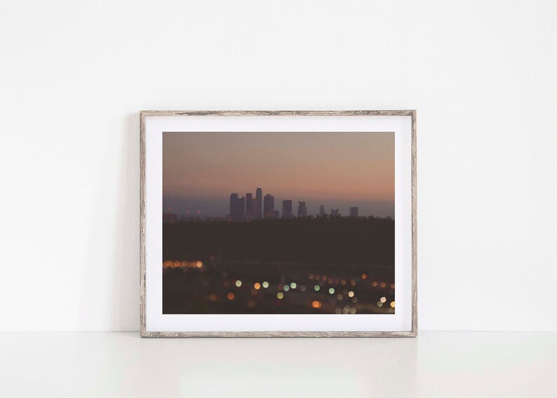 Los Angeles Skyline Wall Art, Downtown LA Photo, DTLA Print, Night ...