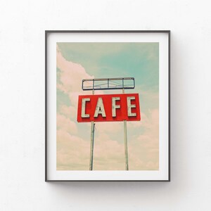 Cafe Sign Print, Kitchen Decor, Vintage Sign Photo, Restaurant ...