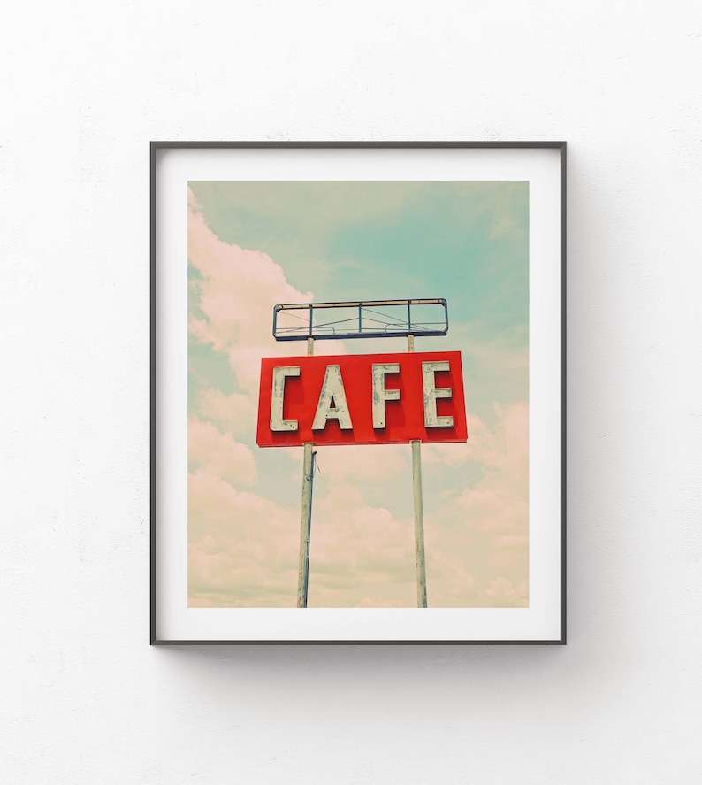 Cafe Sign Print Kitchen Decor Vintage Sign Photo | Etsy