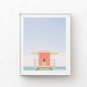 Pink Nursery Decor, Beach Print, Lifeguard Tower Photo, Baby Girl Room ...