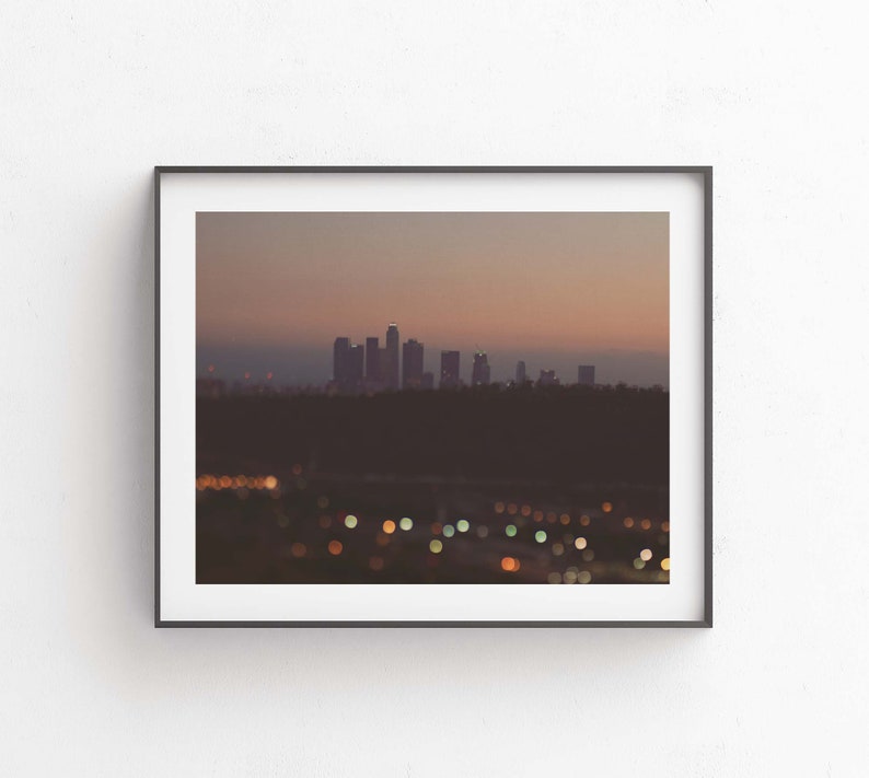 Los Angeles Skyline Wall Art, Downtown LA Photo, DTLA Print, Night ...