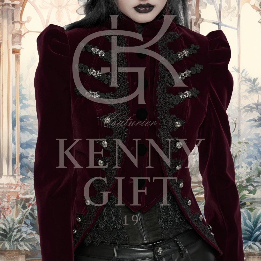 Gorgeous Victorian Women's Velvet Jacket, Back Lacing Red Jacket ...