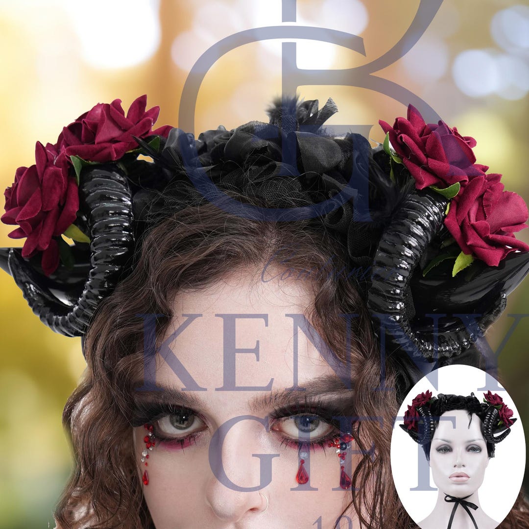 Devil Rose Headpiece, Demon Horns, Cosplay Headband Fairy Horns, Witch ...