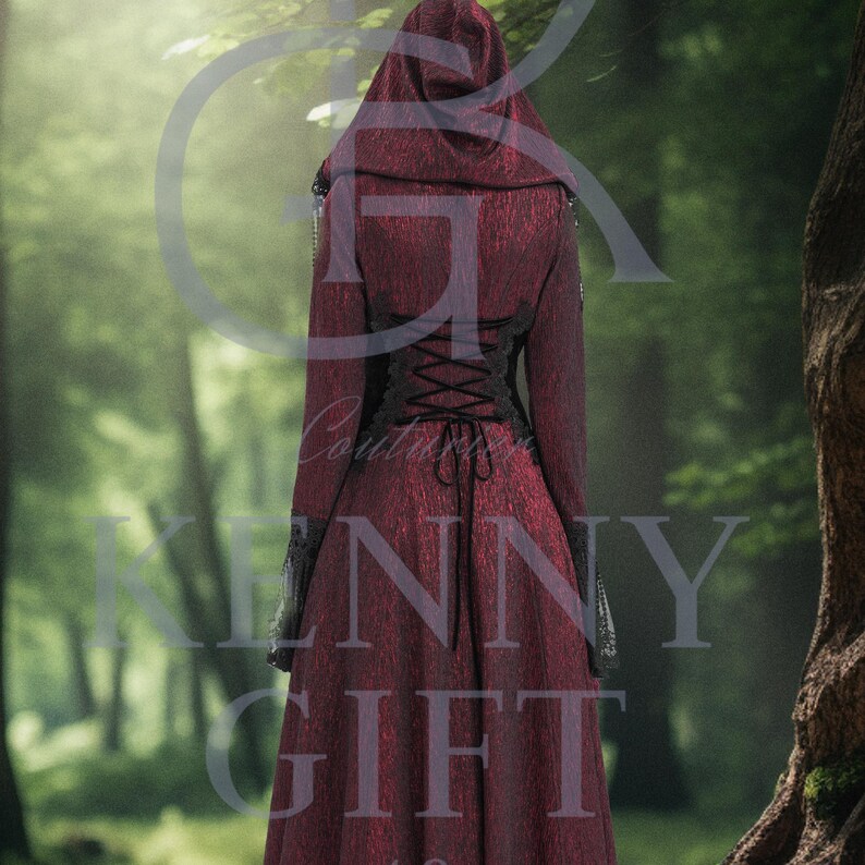 Mysterious Victorian Long Red Hooded Jacket, Women Cloak, Riding Hood ...