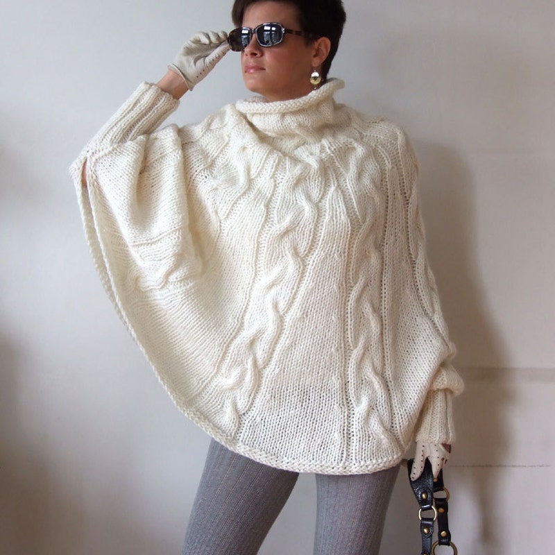 Hand Knit Poncho - Etsy
