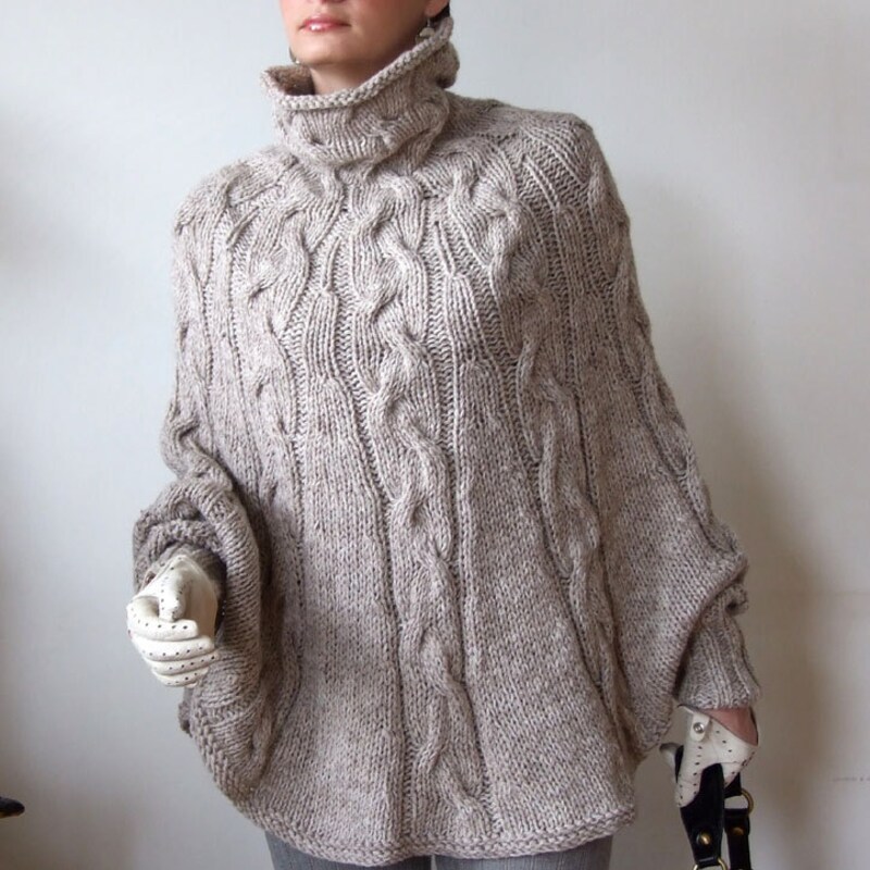 Hand Knit Poncho - Etsy