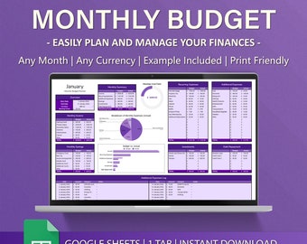 Annual Budget Planner for Google Sheets - Dandelion, All Currencies ...