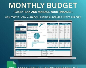 Monthly Budget Planner for Google Sheets Emerald Forest , All ...