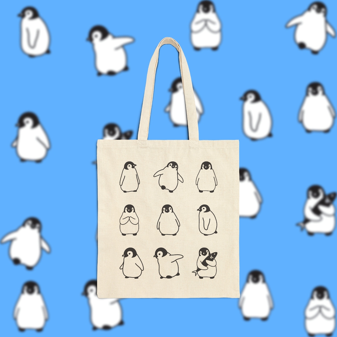 Penguins Canvas Tote Bag, Penguin Lovers Gift, Shopper Bag, Eco ...