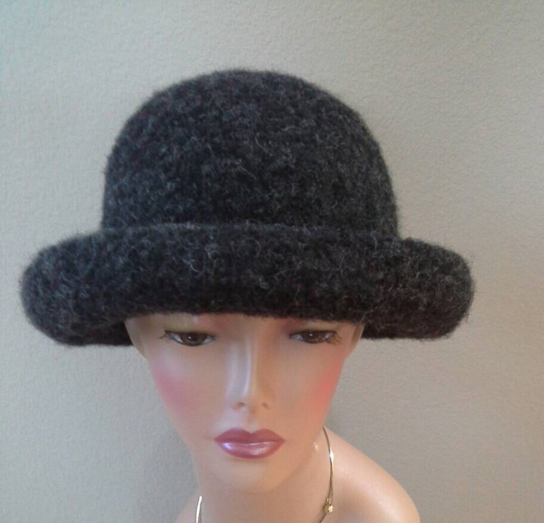 Charcoal Felted Wool Bowler or Derby Hat - Etsy