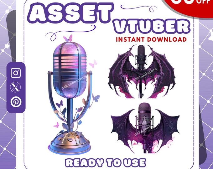 Vtuber Crystal Microphones. Pngtuber Fantasy Asset, Turquoise Mic for ...