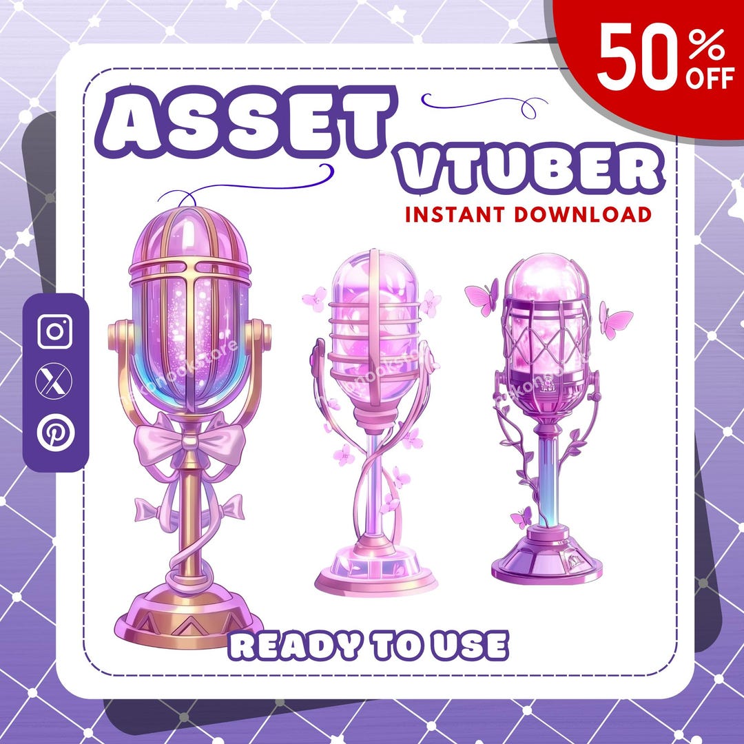 Vtuber Assets Microphone Cute Custom Color Premade | Vtuber Assets ...