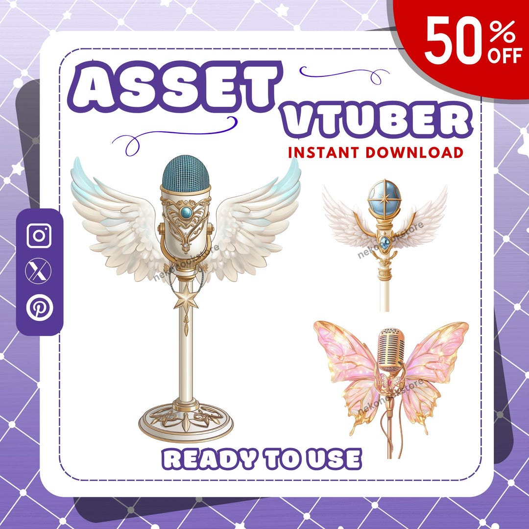 Vtuber Assets Microphone Cute Custom Color Premade, Vtuber Assets ...