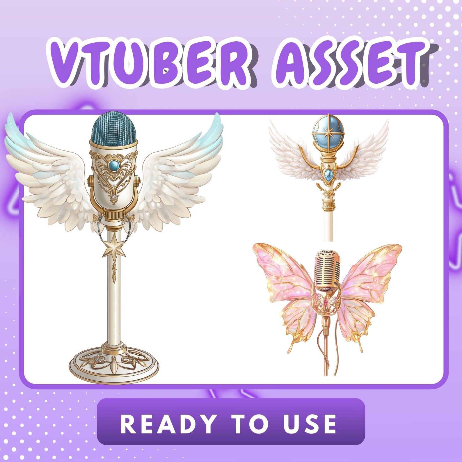 Vtuber Assets Microphone Cute Custom Color Premade, Vtuber Assets ...