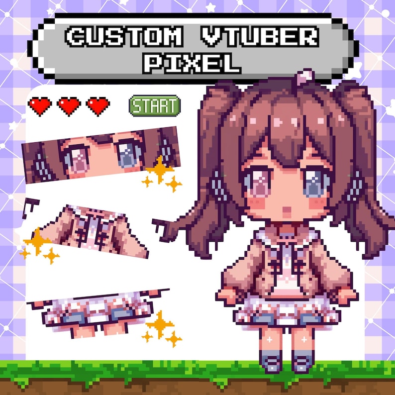 Pixel Art personalizado de VTuber, comisión de Chibi para streamers, superposición de Twitch ...