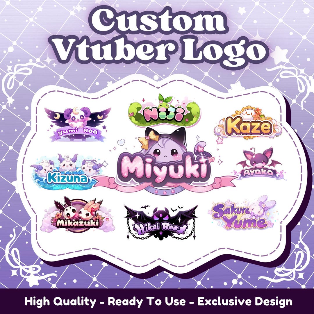 Custom Vtuber Logo Kawaii, Cute and Animated for Stream Twitch, Kick ...