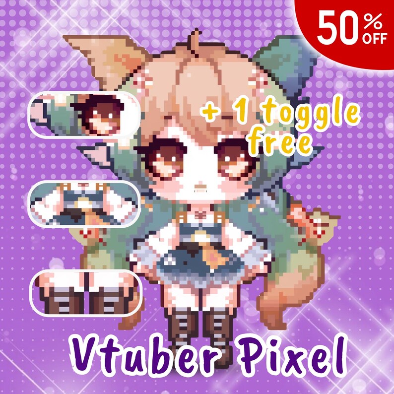 Custom Chibi Vtuber Pixel Art PNG Animated Emotes Pixel Vtuber Avatar ...