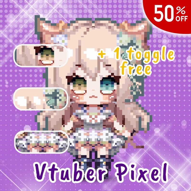 Custom Chibi Vtuber Pixel Art PNG Animated Emotes Pixel Vtuber Avatar ...