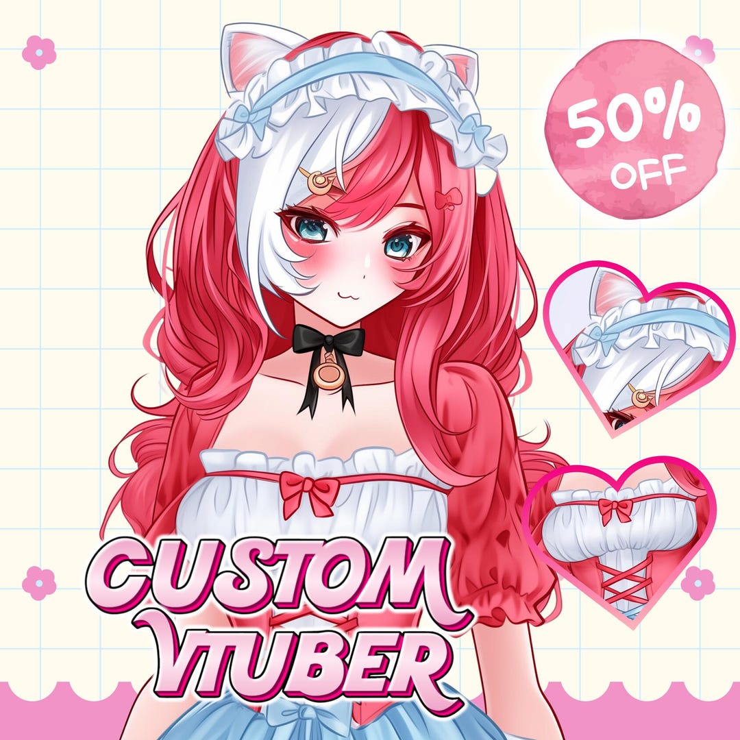 CUSTOM VTUBER CHARACTER for Commercial Use, Vtuber Model, Vtuber Design ...