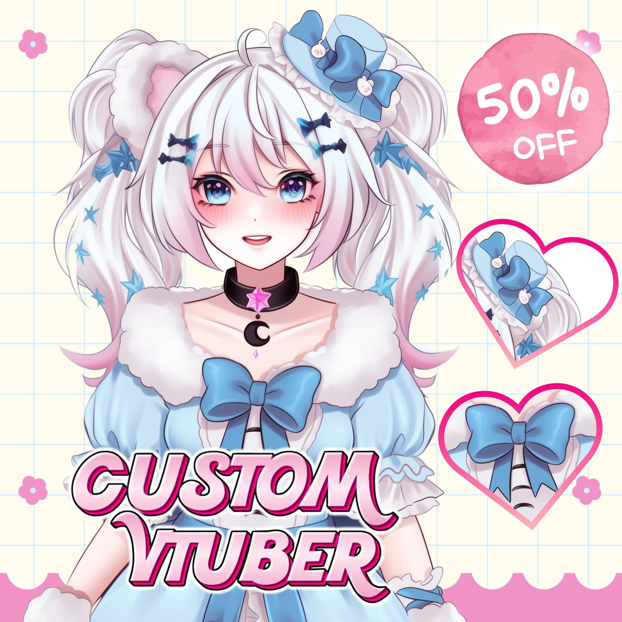 CUSTOM VTUBER CHARACTER for Commercial Use, Vtuber Model, Vtuber Design ...
