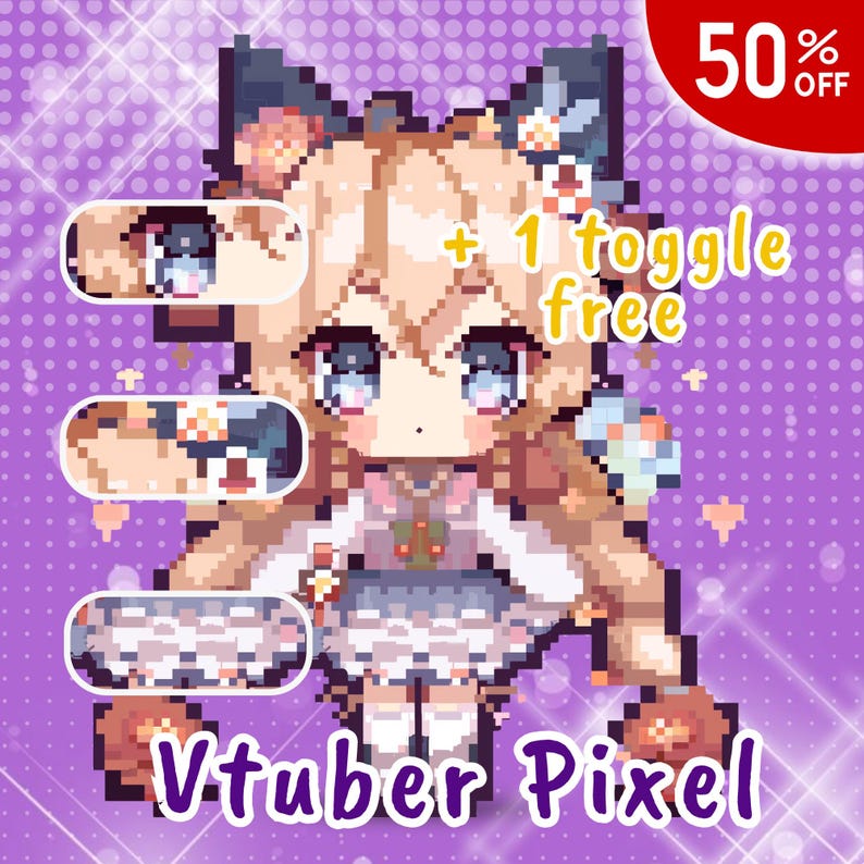 Custom Chibi Vtuber Pixel Art PNG Animated Emotes Pixel Vtuber Avatar ...