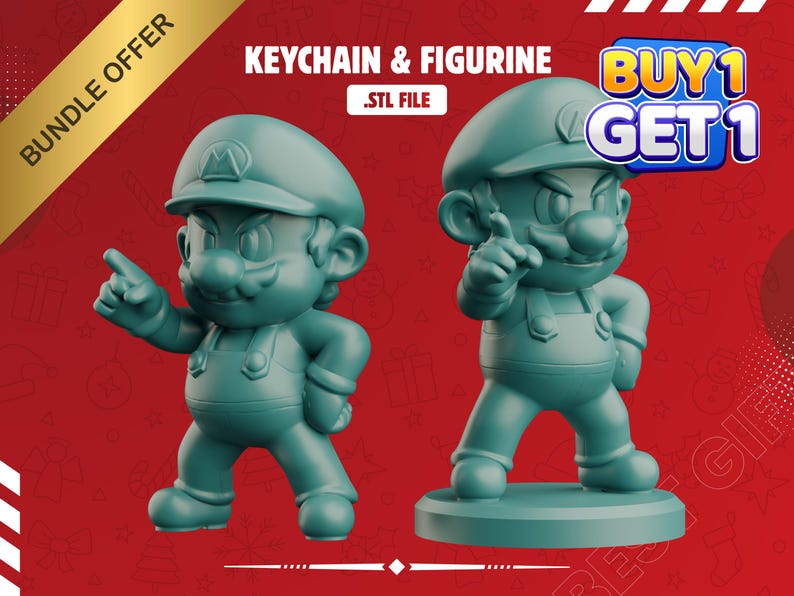 Super Mario Character 3D STL File: Keychain & Action Figure Model ...