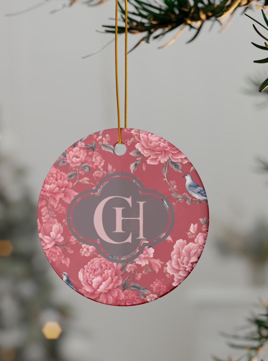 Personalized Chinoiserie Ceramic Ornament, Grand Millennial Gift - Etsy