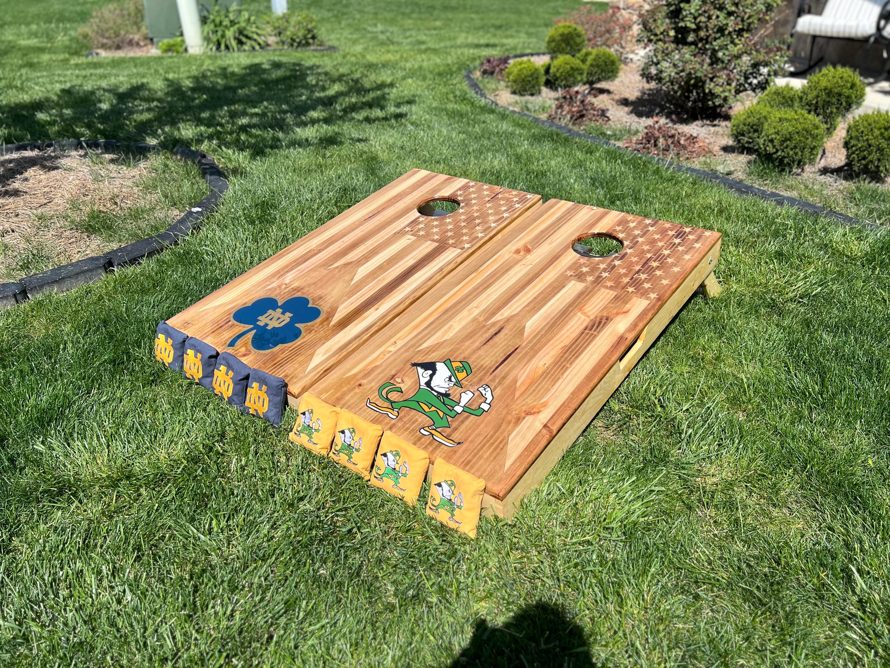 The Best Notre Dame Custom Cornhole Boards in America! Bags, Epoxy ...