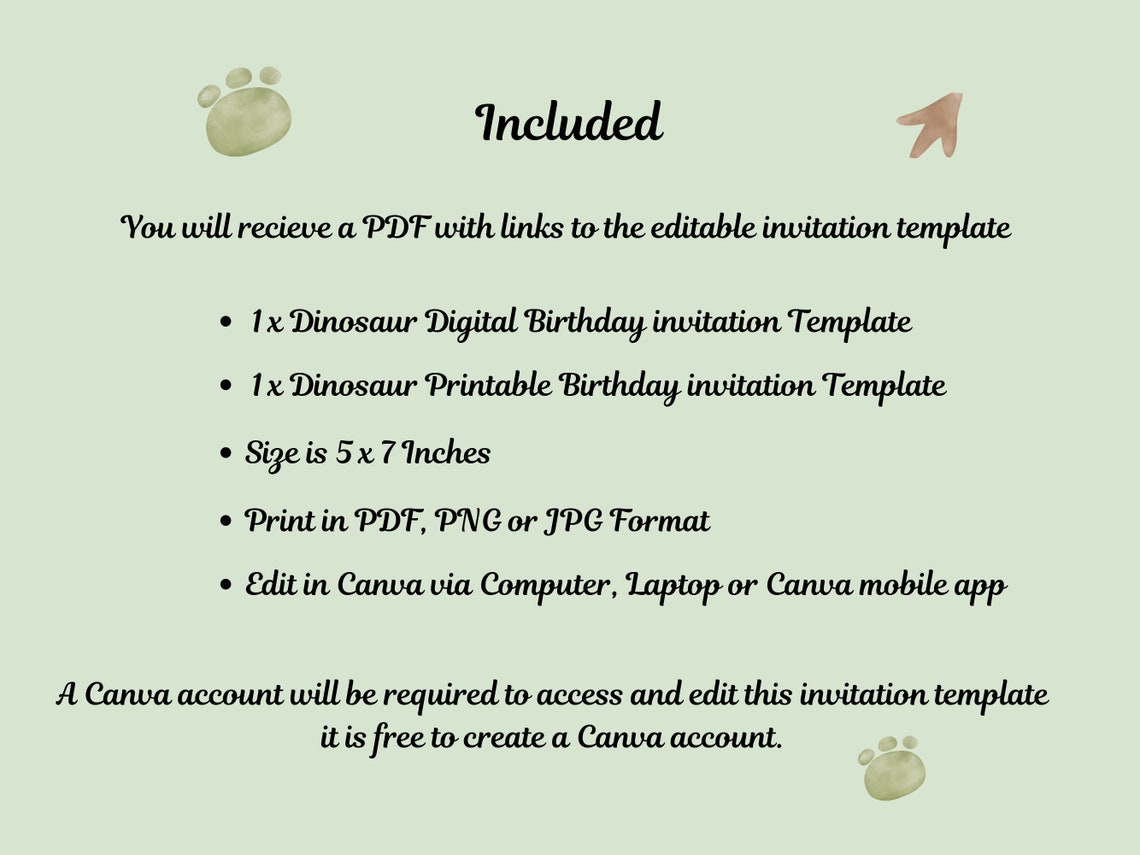 Dinosaur Birthday Invitation Template Printable and Digital Editable ...
