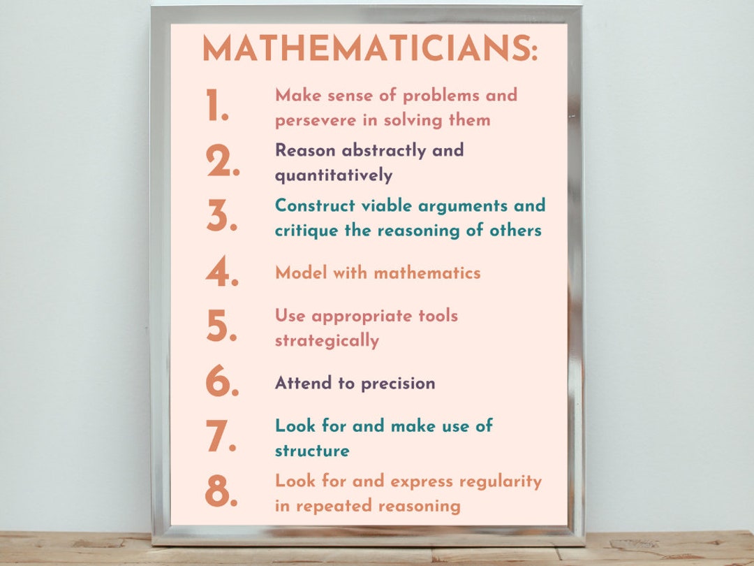 8 Mathematical Practices Poster for Classroom: Math Decor for High ...