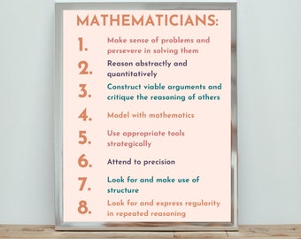 8 Mathematical Practices Poster: Classroom Math Decor (digital Download ...