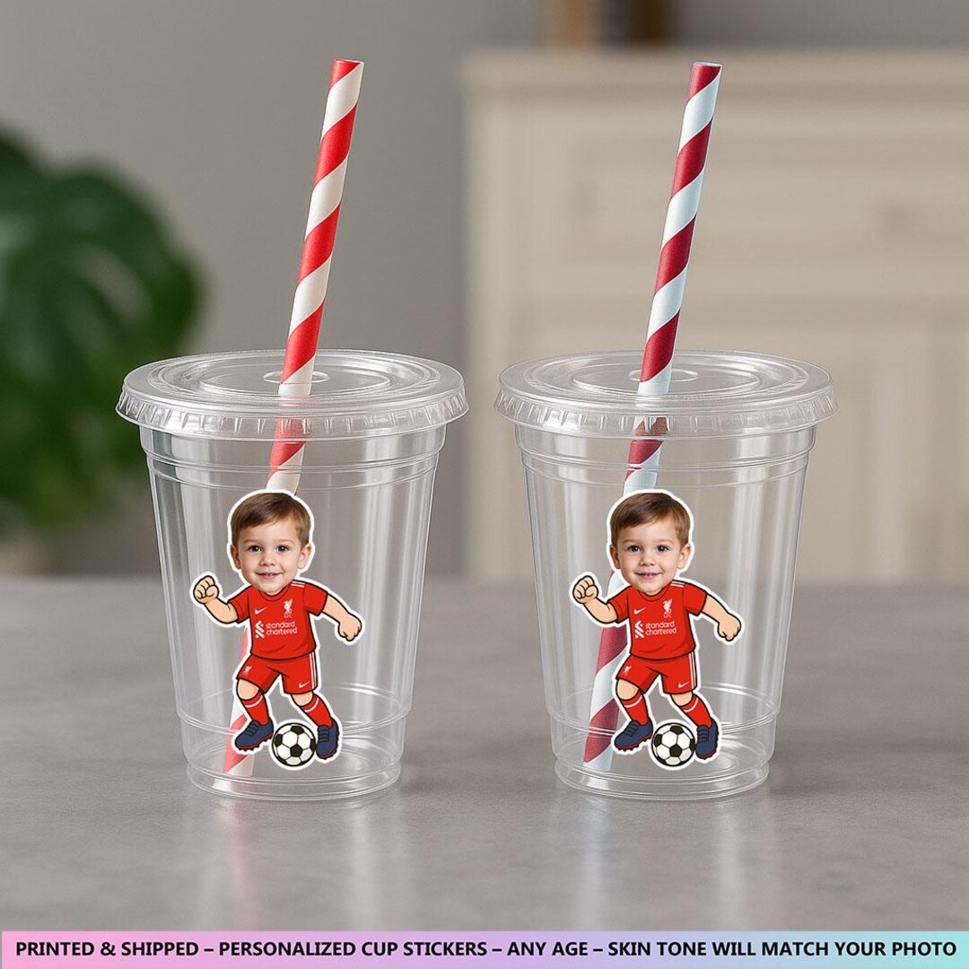 Set of 12 Liverpool Soccer Party Cups With Stickers – 12 Oz – Red Team ...