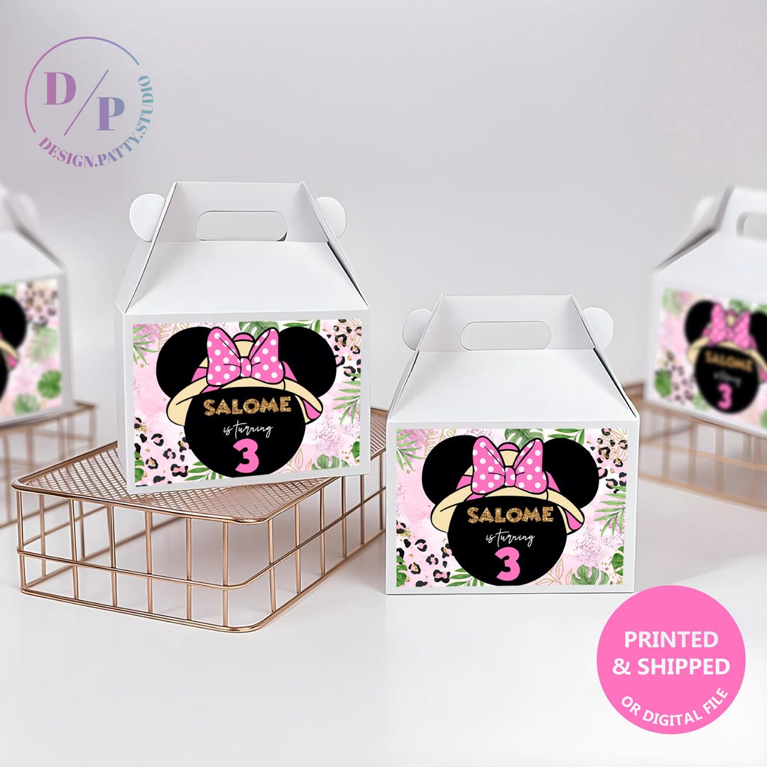 Safari Bow Mouse Party Favor Boxes – Personalized Jungle Candy Boxes ...