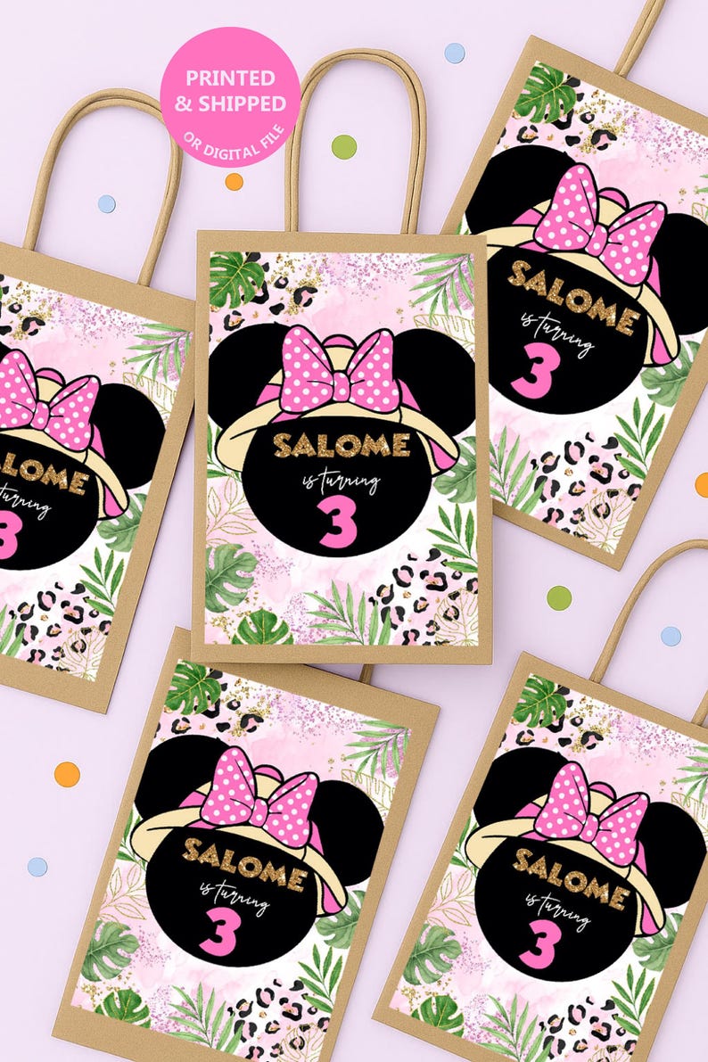 Minnie Mouse Safari Theme Goodie Bag – Jungle Adventure Favor- R2D8 - Etsy