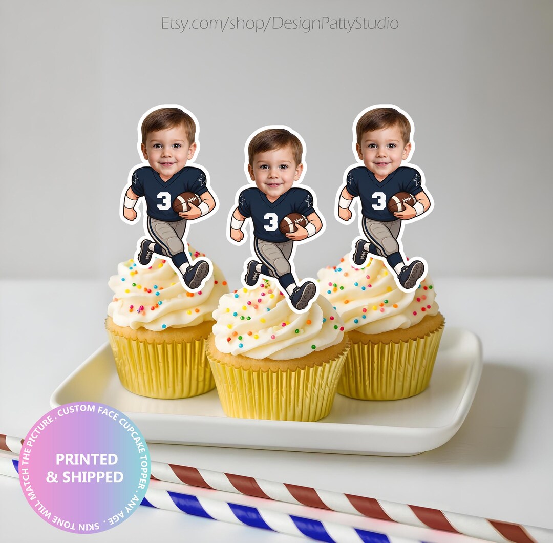 Blue Star Football Cupcake Toppers – Set of 12 – American Football ...