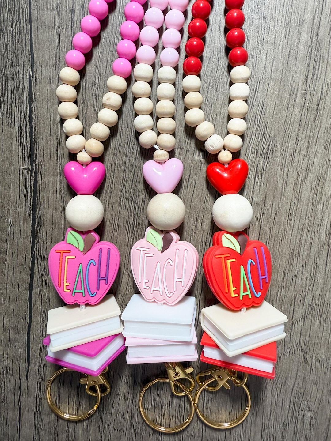 Breakaway Beaded Teacher Lanyard Apple Lanyard Back to School Lanyard Teacher Appreciation Gift ...