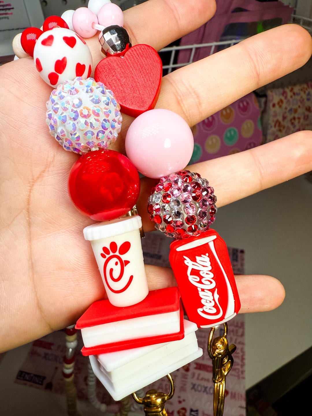 Valentines Day Teacher Beaded Breakaway Lanyard, Coca Cola, Chickfila ...