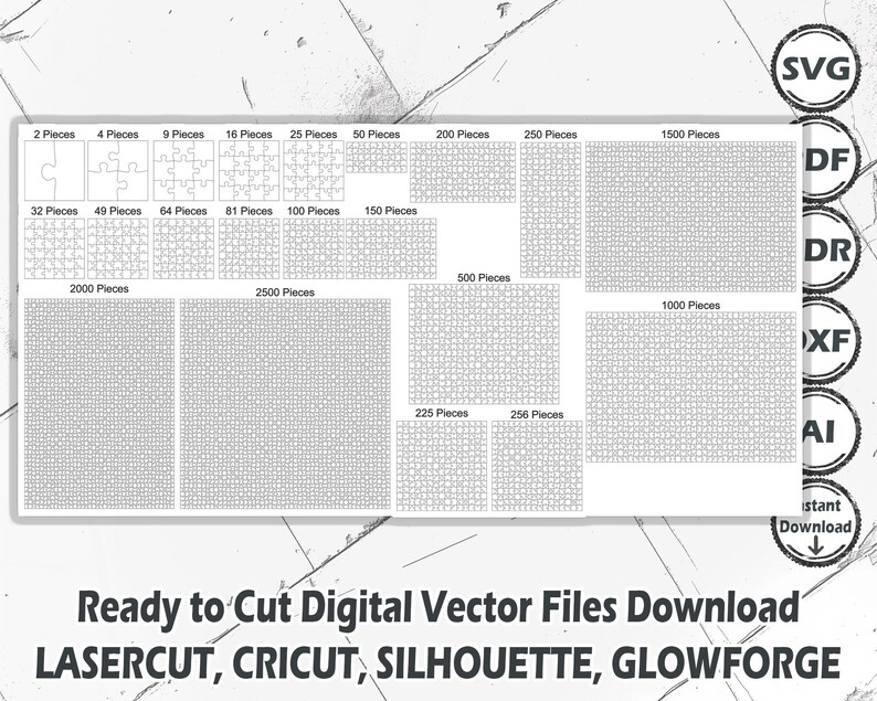 Jigsaw Puzzle Template Set of 23, Puzzle Svg, Silhouette, Ready to Cut ...