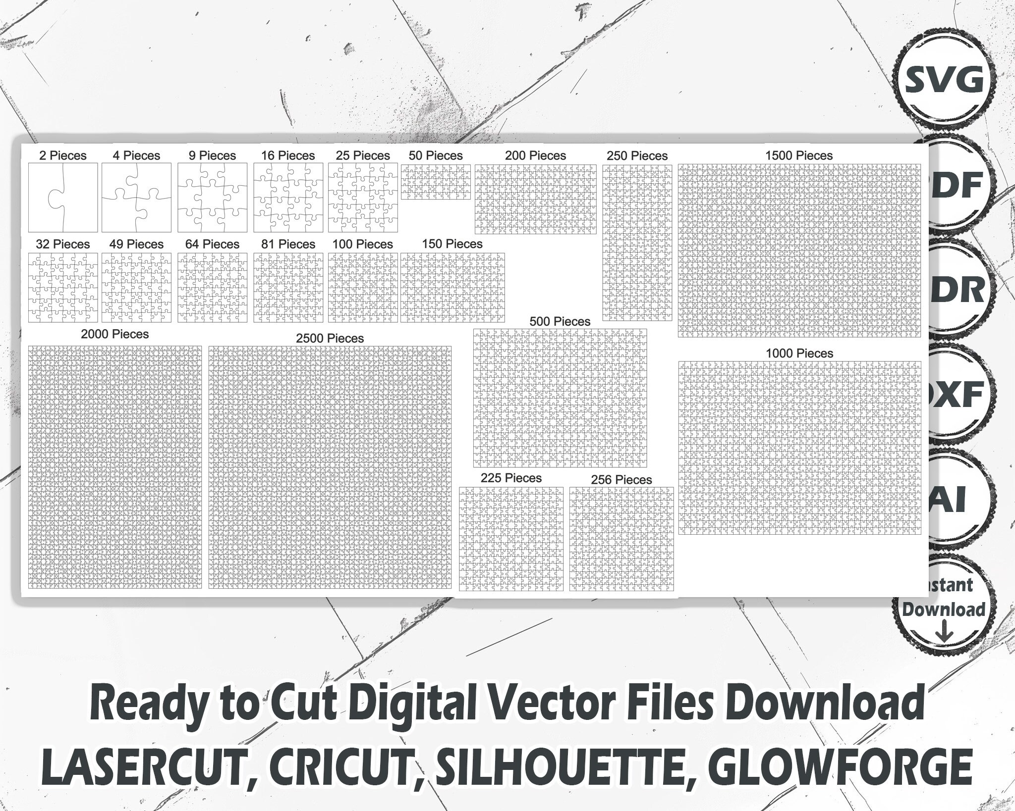 Jigsaw Puzzle Template Set of 23, Puzzle Svg, Silhouette, Ready to Cut ...