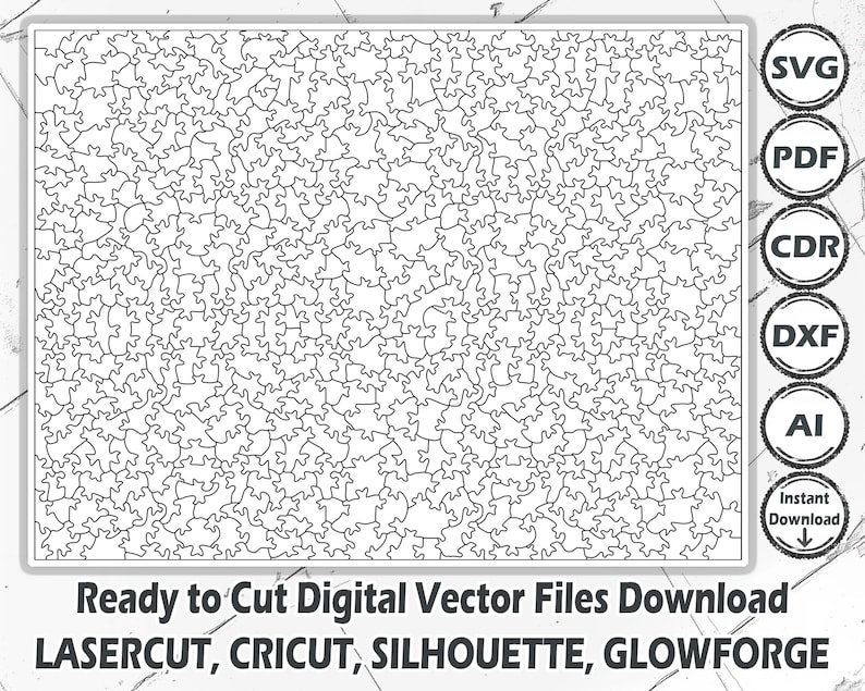 500 Pieces Irregular Jigsaw Puzzle Template: SVG, PDF, DXF (digital ...