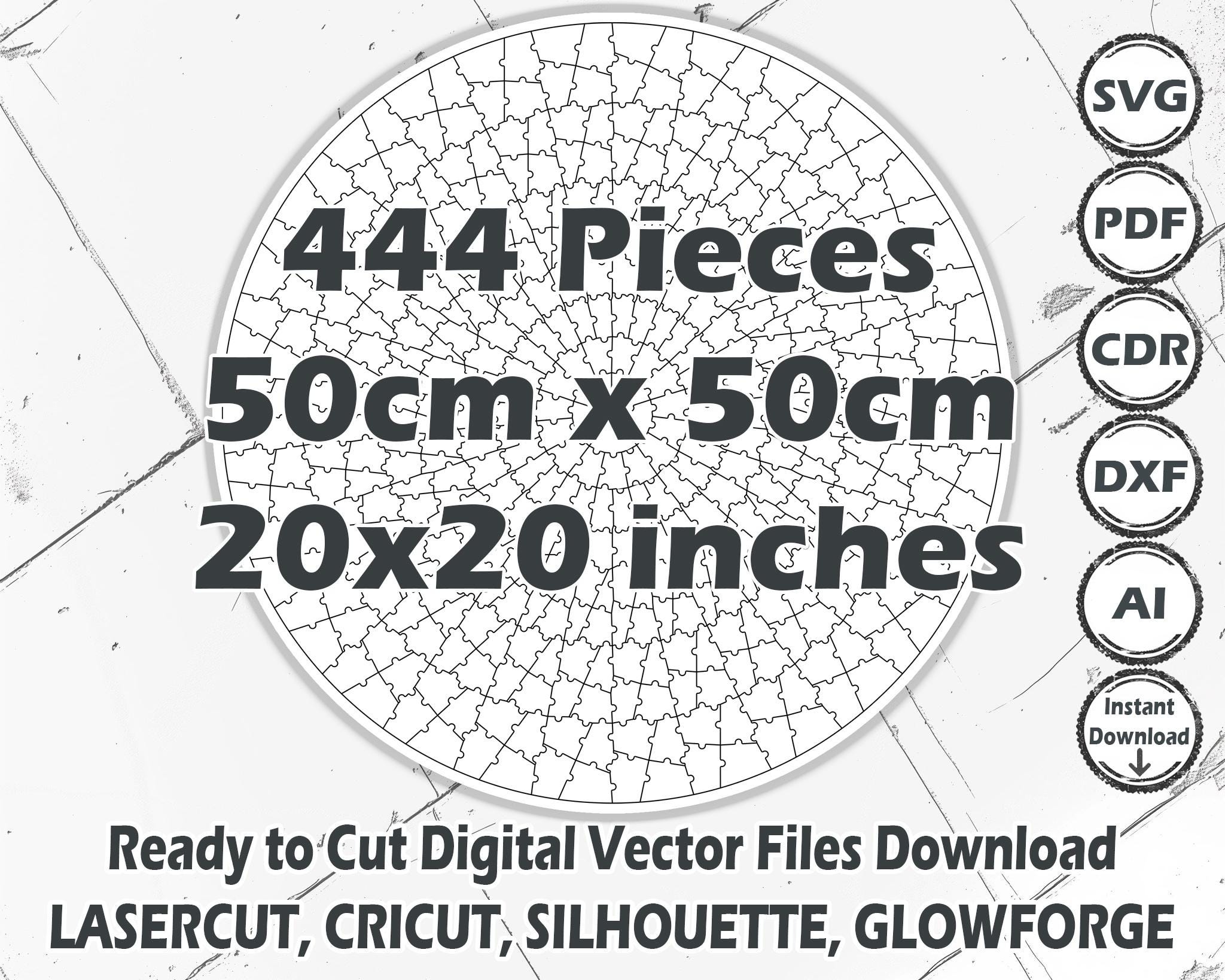 444 Pieces Round Jigsaw Puzzle Template, Puzzle Svg, Puzzle Lasercut ...