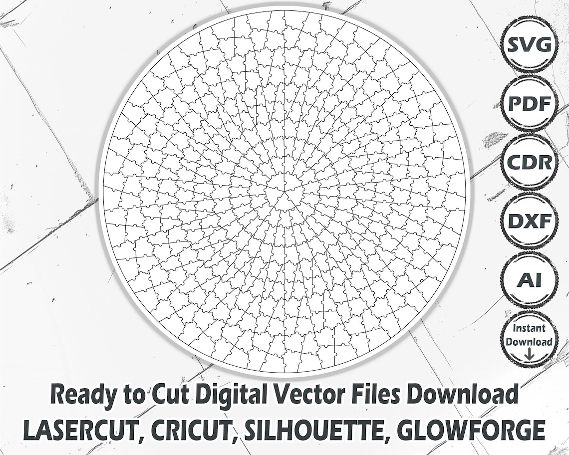 444 Pieces Round Jigsaw Puzzle Template, Puzzle Svg, Puzzle Lasercut ...