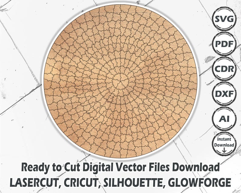 444 Pieces Round Jigsaw Puzzle Template, Puzzle Svg, Puzzle Lasercut ...