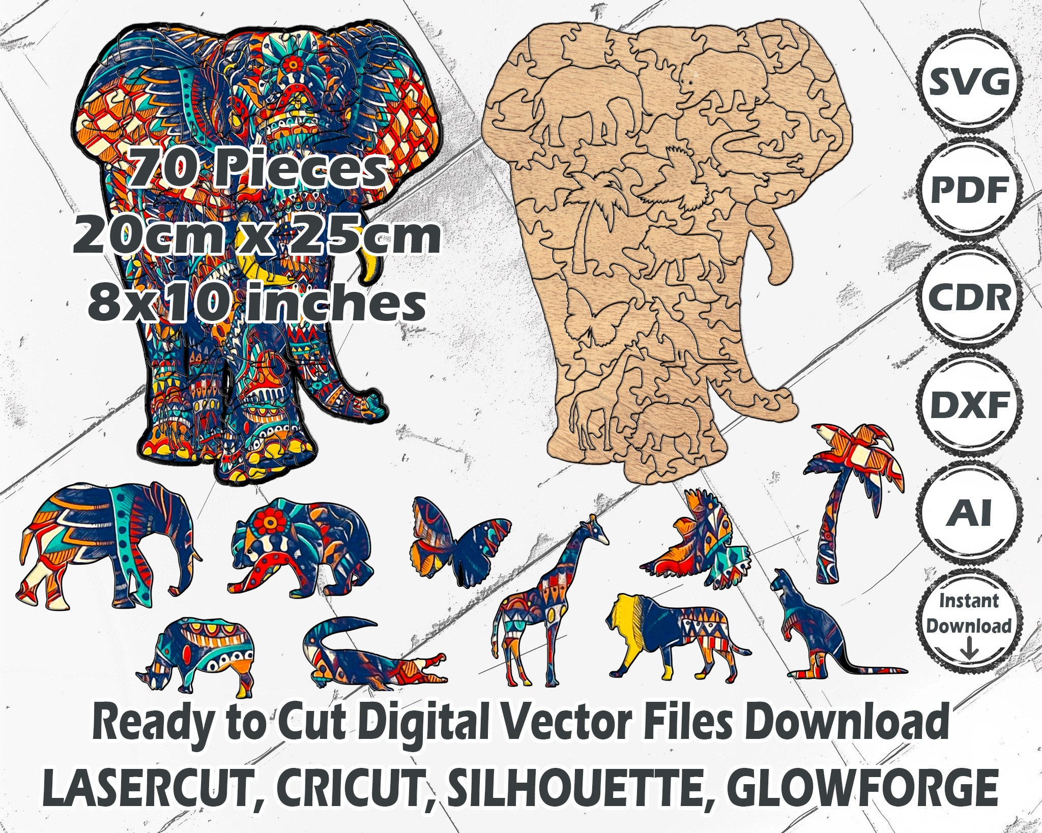 Unique Wooden Animal Jigsaw Puzzle Bundle, Puzzle Svg, , Puzzle Piece ...