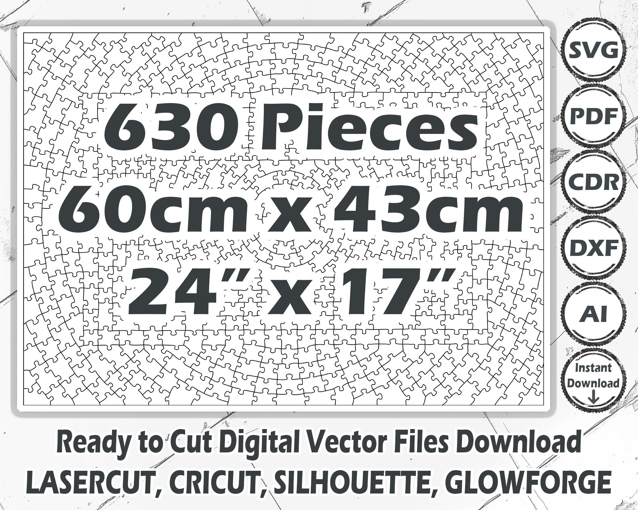 630 Pieces Unique Jigsaw Puzzle, Puzzle Svg, Laser Cut Files, Jigsaw ...